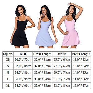 Tennis Dress for Women Backless Lace Up Workout Dress with Built-in Bras & Shorts Exercise Athletic Golf Dresses for Women Black Large