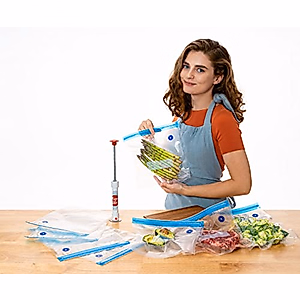 Pump-N-Seal Package #1 - Food Vacuum Sealing System | Vacuum sealing hand pump system | Seals jars, bags and bowls | Extends food freshness and taste | Compact design for easy storage | Fast and powerful vacuum | No batteries or power source required