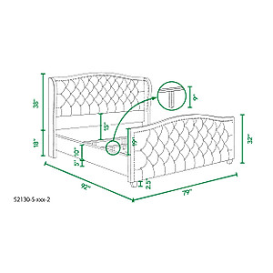 Jennifer Taylor Home Marcella Upholstered Shelter Headboard Bed Set, California King, Silver Grey Polyester