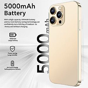 Tangxi 6.5Inch Cell Phone, Quad Core 4G Network WiFi 4GB RAM 64GB ROM 5000mAh Smartphone US Plug 100‑240V (Gold)