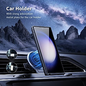 ANNGELAS for Samsung Galaxy S23 Ultra Phone Case, Shockproof Silicone TPU Bumper Anti-Fall Protection Cases, Slide Camera Cover & Rotating Ring Kickstand for Galaxy S23 Ultra 6.8Inch 5G, Black