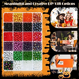 JADVY 1524 pcs Halloween Crystal Beads for Bracelets Making Kit, Pearl Beads + Glass Crystal Beads for Jewelry Making Kit with Pendants and Spacer Beads, Beads & Bead Assortments for Halloween Crafts