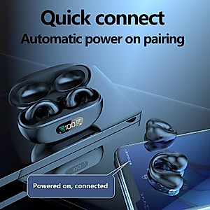 Hulaed Wireless Earbuds Mini Bone Conduction Headphones Waterproof Bluetooth Open Ear Earbuds Cycling Noise Canceling Sports Bluetooth 5.3 Ear Clip Earphones