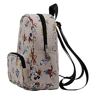Disney Mickey, Minnie, & Friends Mini Backpack with Allover Print & Molded Iconic Mickey Pants Dangle, 10.5 Inches, Adjustable Straps, Faux Leather