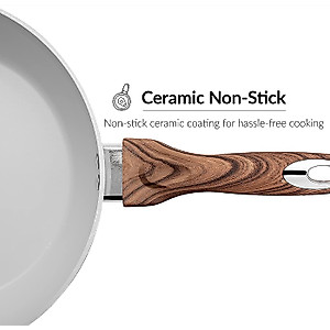 Phantom Chef 11" Deep Frypan 5 Qt Wok | Aluminum Body Non-Stick Ceramic Coating | With Soft Touch Stay Cool Handle | Dishwasher Safe | Non-Toxic PFOA & PTFE Free (Navy)