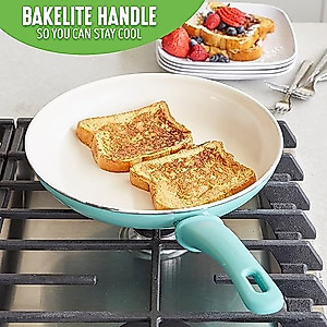 GreenLife Soft Grip Healthy Ceramic Nonstick, Saucepans with Lids, 1QT and 2QT, Turquoise & Soft Grip Healthy Ceramic Nonstick, Frying Pan, 8", Turquoise
