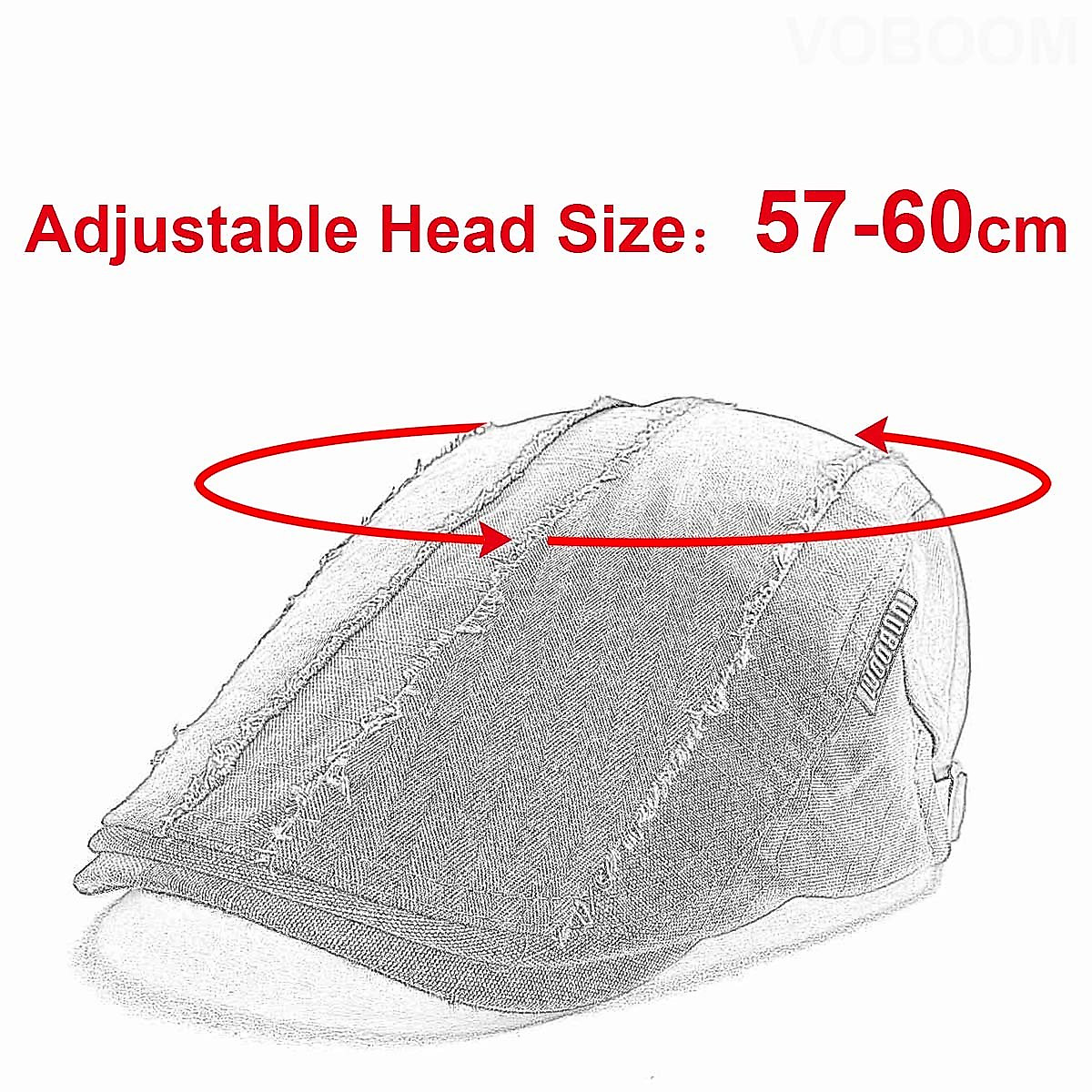 VOBOOM 100% Cotton Distressed Ivy Caps Newsboy Caps Cabbie Hat Gatsby Hat (Black)