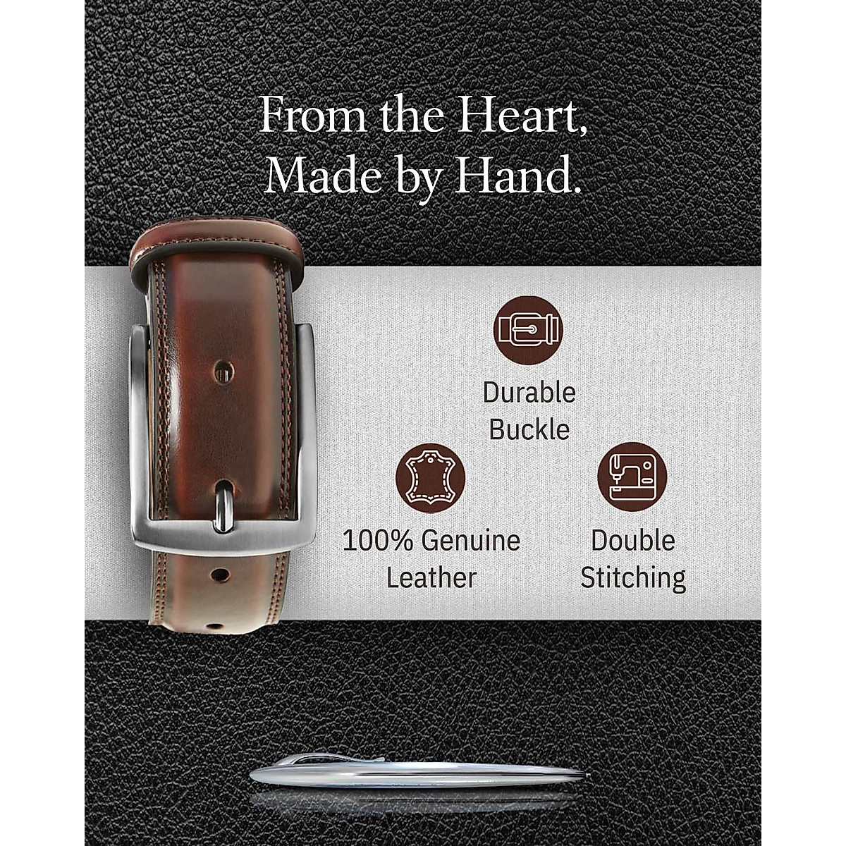 Access Denied Genuine Leather Dress Belts For Men - Mens Belt For Suits, Jeans, Uniform Brown Belt - Designed in the USA