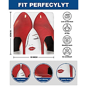 Maliyand Chair Back Cover, Sexy Red High Heels Fashion Woman Face Chair Covers Removable Chair Protector Slipcover for Dining Room, Kitchen, Restaurant, Set of 4