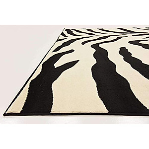 Unique Loom Wildlife Collection Animal Inspired with Zebra Design Area Rug, 9 ft x 12 ft, Ivory/Black
