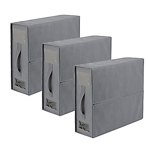 3 Pack Bed Sheet Organizers and Storage,Fabric Foldable Sheet Organizer, Zipper Bedding Sheet Storage Box, Linen Closet Organizer for Bedsheet Set,Clothing,Duvet Covers,Pillowcases(Queen/King Size)