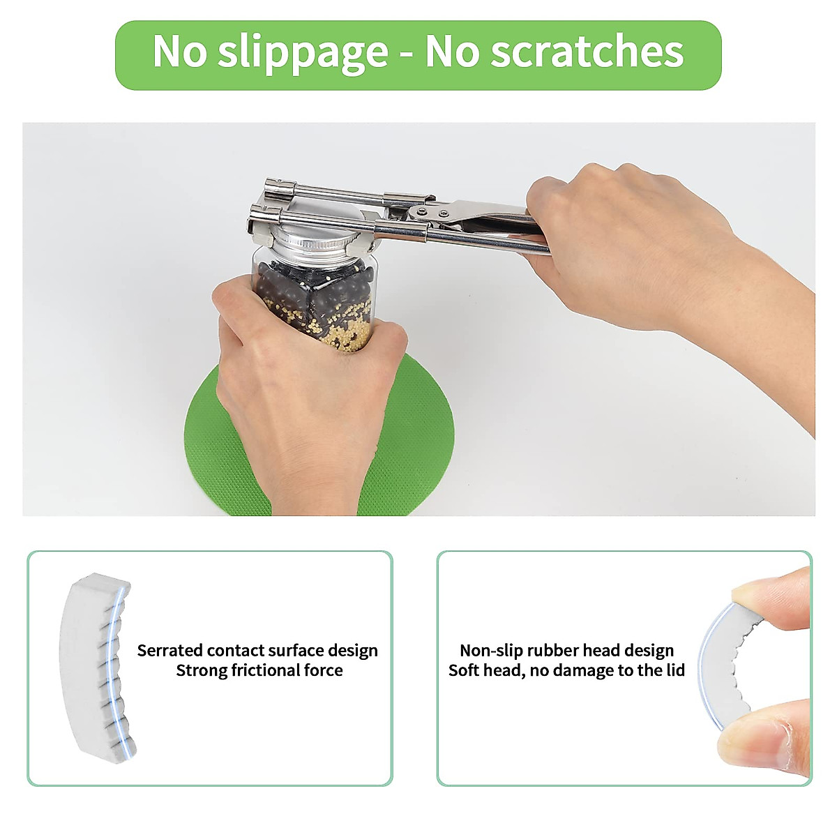 Jar Opener for Weak Hands+1 Rubber Gripper Pad Adjustable Stainless Steel Bottle Opener Jar Opener for Seniors with Arthritis Lid Opener Jar Cap Opener with No Slip Grip for Kitchen Canning Tools