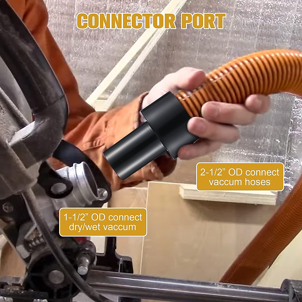 Enhon 2 Pcs Hose Adapter 2-1/2" OD To 1-1/2" OD Reducer, Vacuum Cleaner Hose Reducer for Dust Collection Accessories