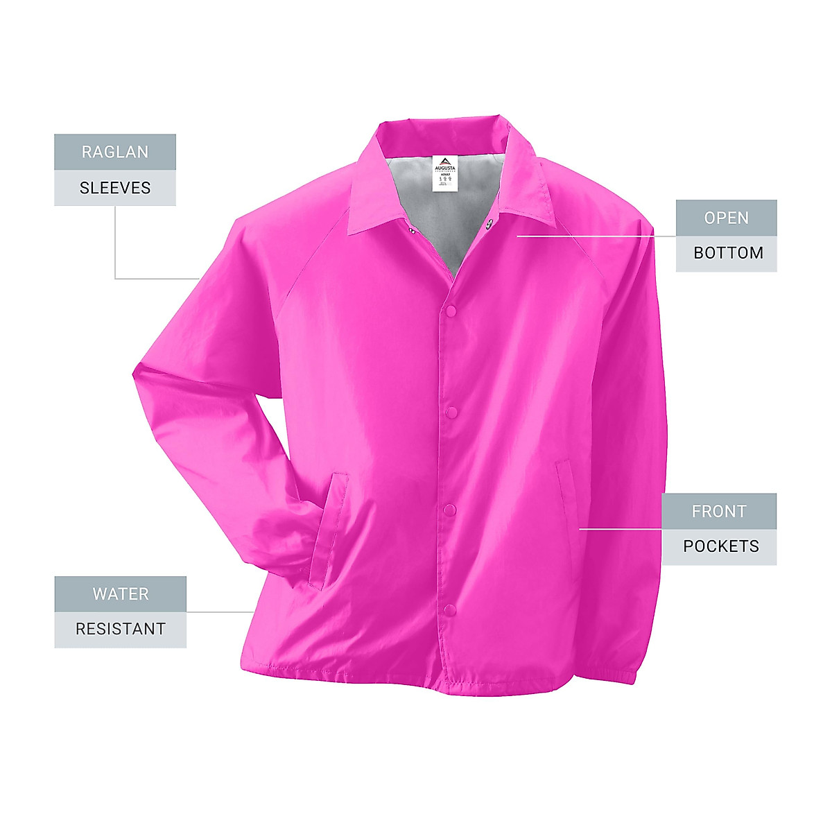 Augusta Sportswear Mens Nylon Coach Jacket/Lined Jacket, Power Pink, Small US