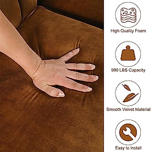 DURASPACE Velvet Sectional Convertible Sofa with Chaise, 107" L Shape Sectional Sofa Couch with USB, Split Back Folding Futon Couch for Living Room (Caramel Brown)