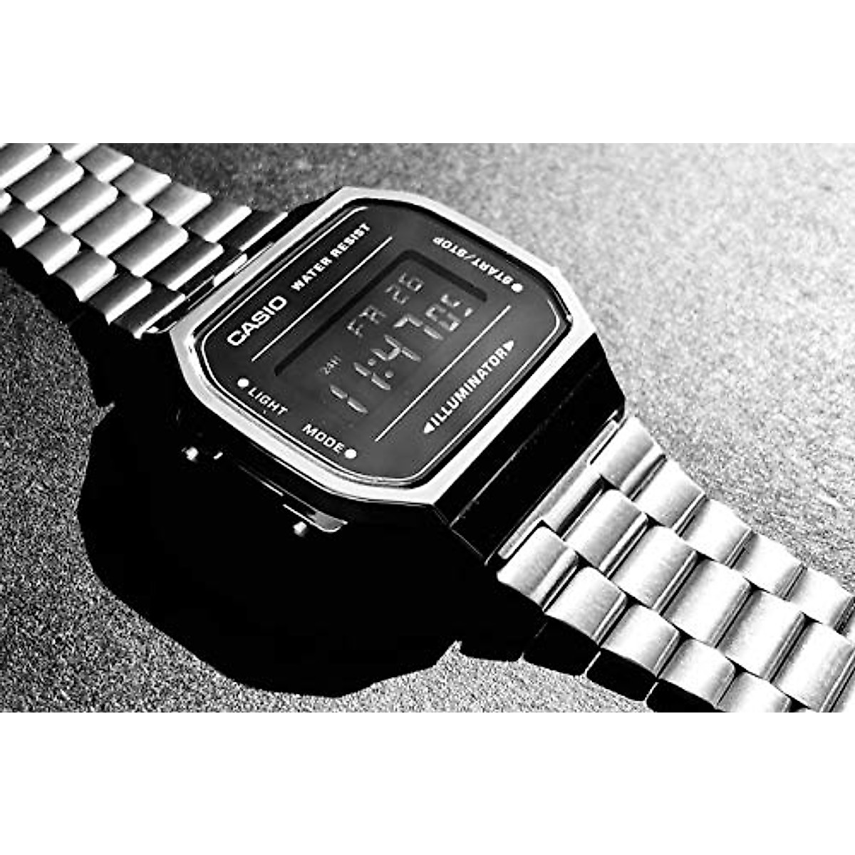 Casio A168WEM-1 Men's Youth Collection Mirror Dial Alarm Chronograph Illuminator Digital Watch