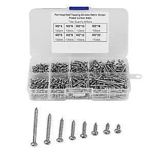 800PCS M2 Self Drilling Screw Assortment Kit 8 Sizes Cross Drive Pan Head Tapping Wood Screws Fasteners Set Used in in Energy, Electronics, Electrical Appliances