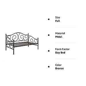 DHP Victoria Daybed, Full Size Metal Frame, Multi-functional Furniture, Bronze