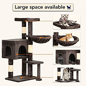 BestPet Cat Tree 36 inch Tall Cat Tower for Indoor Cats with Cat Scratching Post,Cat Condo Furniture Activity Centre with Cat Hammock & Funny Toy,Dark Gray