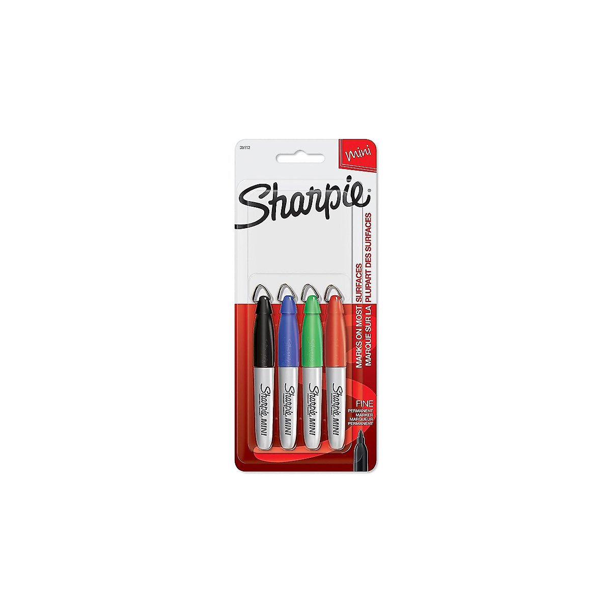 Sharpie 35113PP Mini Sharpie Marker,Permanent,Fine Point,4/ST,BK/RD/BE/GN