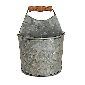 NIRMAN Rustic Galvanized Farmhouse Dish Sponge Holder, Utensil Caddy,Kitchen Countertop Caddy.