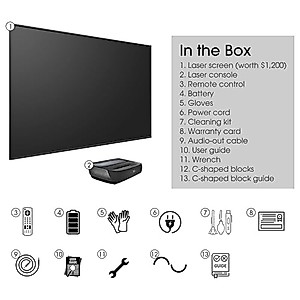Hisense 100L9G-CINE100A 4K UHD Laser TV, Triple-Laser UST Projector with 100 inch ALR Screen (Renewed) Bundle with 2 YR CPS Enhanced Protection Pack