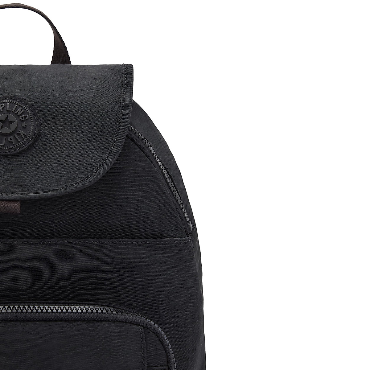 Kipling Girls' Women's Queenie, Adjustable Backpack Straps, Monkey Keychain, Key Clasp, Top Carry Handle, Black Tonal, 10" L x 13.25" H x 6.25" D