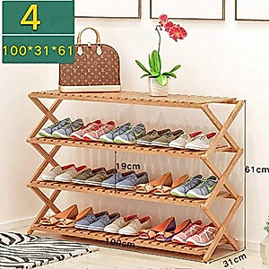 Shoe Bench Shoe Rack Folding Multi-Storey Simple Economic Solid Wood Shoe Multi-Purpose Shelves Shoes Storage Rack (Size : 50cm)