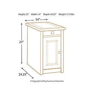 Signature Design by Ashley Bolanburg Farmhouse Chair Side End Table with Outlets and USB Ports, Antique Cream & Brown
