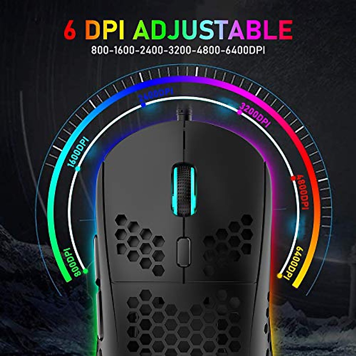 60% Wired Mechanical Gaming Keyboard and Mouse Combo,Ultra-Compact Mini 62 Keys,Type C Chroma 20 Rainbow Backlit Effects,RGB Backlit 6400 DPI Lightweight Gaming Mouse with Honeycomb Shell for PC/Mac