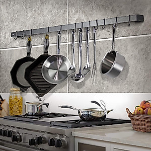 Enclume Premier Utensil Bar Wall Pot Rack, Hammered Steel