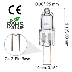 Simba Lighting Halogen G4 T3 5 Watt 50lm Bi-Pin Bulb 12 Volt A/C or D/C for Accent Lights, Under Cabinet Puck Light, Chandeliers, Track Lighting, 5W 12V 2 Pin JC Warm White 2700K Dimmable, 5-Pack