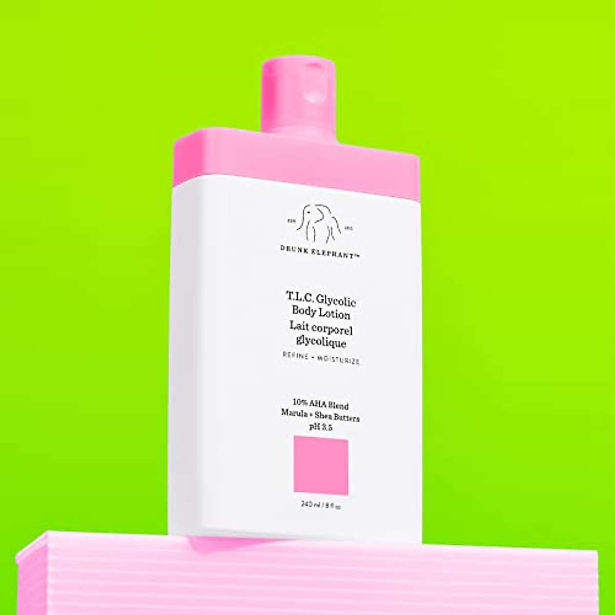 Drunk Elephant T.L.C. Glycolic Body Lotion with Marula and Shea Butters. Refining and Moisturizing for Healthy Skin (240 mL / 8 Fl Oz)