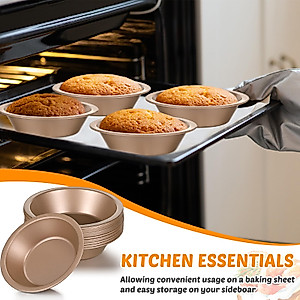 16 Pcs 4 Inch Mini Pie Pan Pie Tins Round Mini Tart Pans for Baking Carbon Steel Mini Pizza Pan Nonstick Pie Plate for Baking Small Bakeware Set for Oven Air Fryer Cake Bread Meat (Champagne)