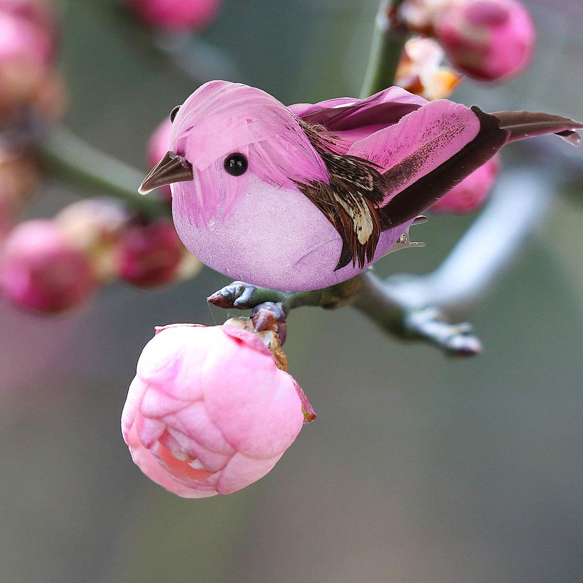 12Pcs Artificial Feathered Birds Christmas Decorations, Colorful Simulation Foam Birds Clip-on Christmas Tree Ornament, Artificial Bird Ornaments for DIY Crafts Home Garden Wedding Easter Decor Y
