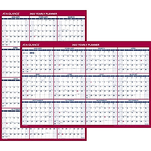 2022 Erasable Calendar, Dry Erase Wall Planner by AT-A-GLANCE, 36" x 24", Large, Vertical/Horizontal, Reversible, Includes Marker (PM2628)
