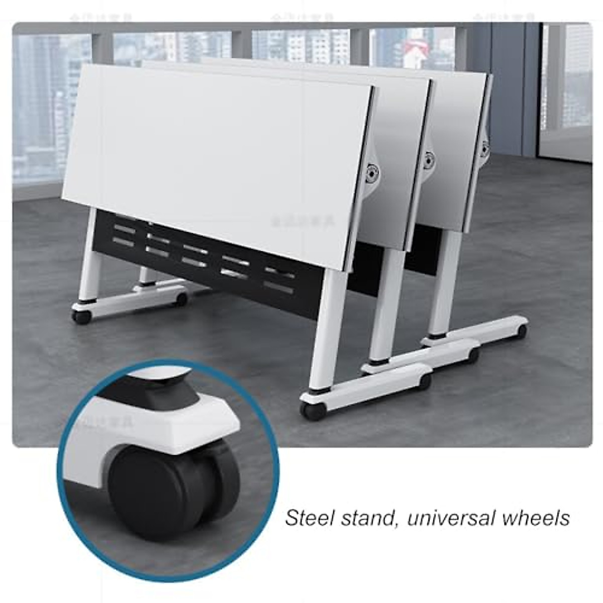 3 pcs Flip Top Mobile Training Table with Management & Lockable Wheels, Foldable Meeting Table for Conference Rooms,Training Rooms,Media Centers (Color : A, Size : 120 * 60 * 75cm)