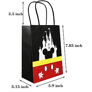 MOAXMOA Treat Bags Castle Gift Party Paper Bags with Handle for Birthday Baby Shower Mickey Minnie Theme Party Decorations Supplies- 12PCS