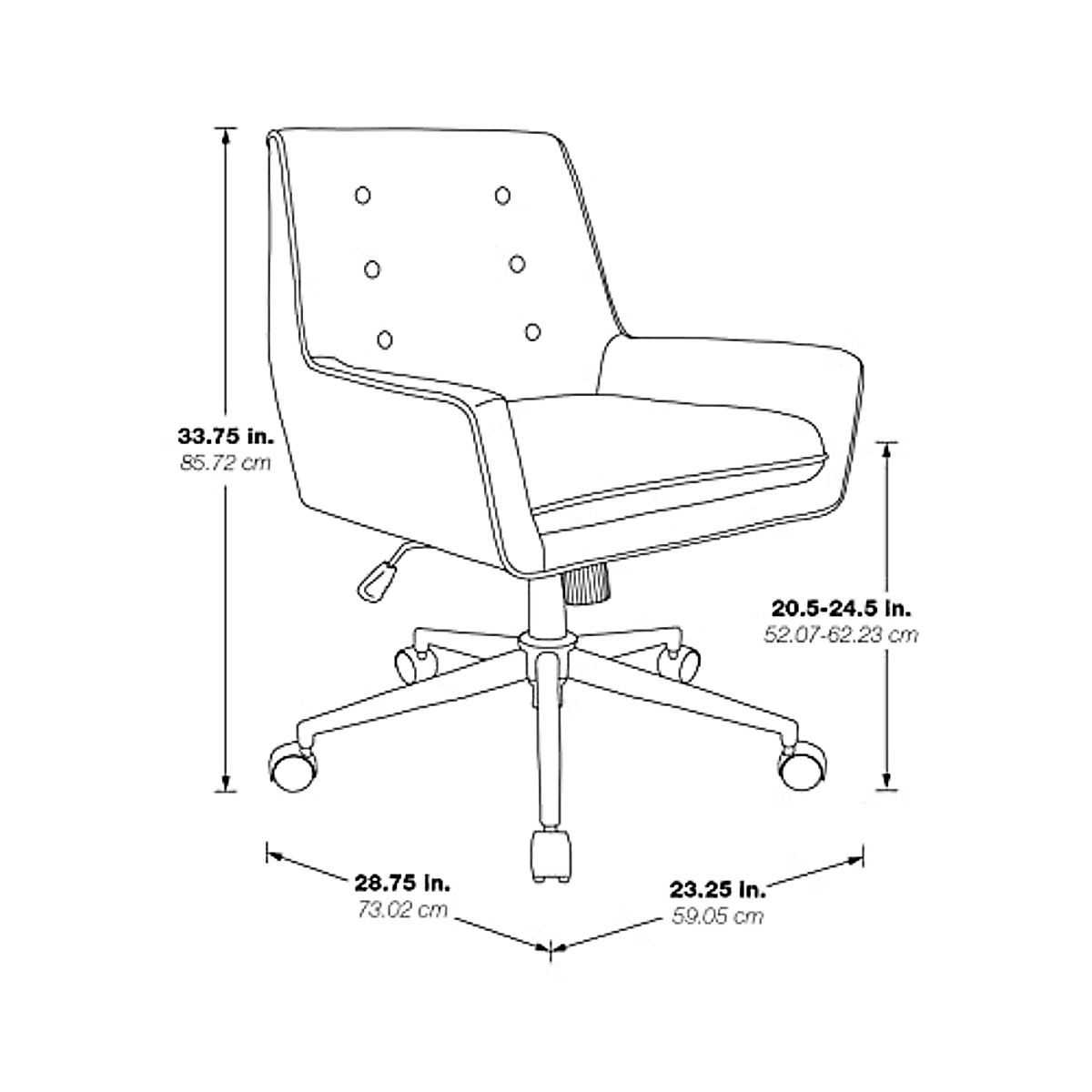 OSP Home Furnishings Quinn Mid-Century Style Plush Office Chair with Back Button Tufting and Chrome Finish Steel Base, Emerald Green Velvet
