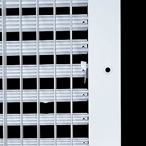 Fits 24" x 8" Duct Opening Steel Adjustable Air Supply Grille by Handua | Register Vent Cover Grill for Sidewall and Ceiling | White | Outer Dimensions: 25.75" X 9.75"