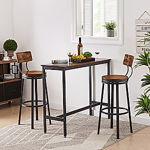 IRCPEN Bar Stools with Back, Set of 2 Swivel Breakfast Stools,41-Inch High Kitchen Stools with Backrest, Footrest, Industrial Seat for Dining Room Kitchen Bar (13.4 X41 inches)