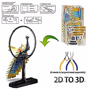 Piececool 3D Puzzles for Adults, Gorgeous Peacock 3D Metal Model Building Kits, Challenging Brain Teaser 3D Puzzles DIY Assembling Crafts Kit Creative Gfits Home Decor