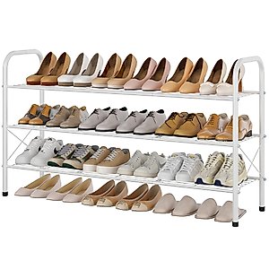 Hoctieon 3 Tier Durable Mesh Style Shoe Rack, Entryway Shoe Shelf, Shoe Rack FreeStanding, Shoe Storage Organizer, Shoe Rack for Closet, White