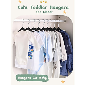 HOUSE DAY Velvet Baby Hangers 50 Pack, Premium Children's Hangers for Baby, Infant & Toddler Clothes, Durable Non Slip Baby Felt Hangers Black, 11 Inch Baby Hangers for Closet, Ideal for Everyday Use