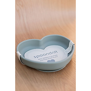 Spoondrift 100% Food Grade Silicone Suction Heart Plate | For Babies And Toddlers, BPA FREE, Diswasher Safe & Microwave Safe - Choose From 6 Colors (Sage)
