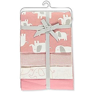 Carter's 4-Pack Elephant March Receiving Blankets - Pink/White, one Size
