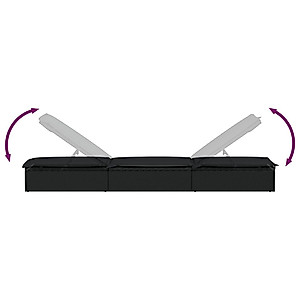 ANYCHOLE Patio Sun Loungers Sunbed 1 pc with Cushion Black 79.1"x21.7"x24.4" Poly Rattan,Outdoor Patio Sunbed with Adjustable Cushioned Lounger for Poolside Comfort