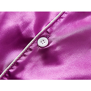 Beezizac Little & Big Girls Pajama Set Size 12 - Bright Pink Satin Silky Cute Summer Shorts Outfit