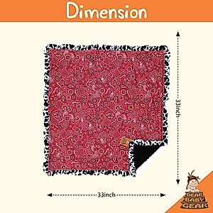 Dear Baby Gear Farm Deluxe Baby Blanket - Reversible, Milestone & Newborn Gifts for Girls and Boys - Red Handkerchief Blanket with Black Dot and Cow Print Ruffle - 33 x 33 Inches