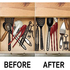 SAVICOS Bamboo Drawer Divider Organizers 4 pack,Spring Adjustable & Expandable Kitchen Drawer Organizer,Tray Organizer for Kitchen, Baby Drawer, Bathroom, Bedroom, Office or Dresser